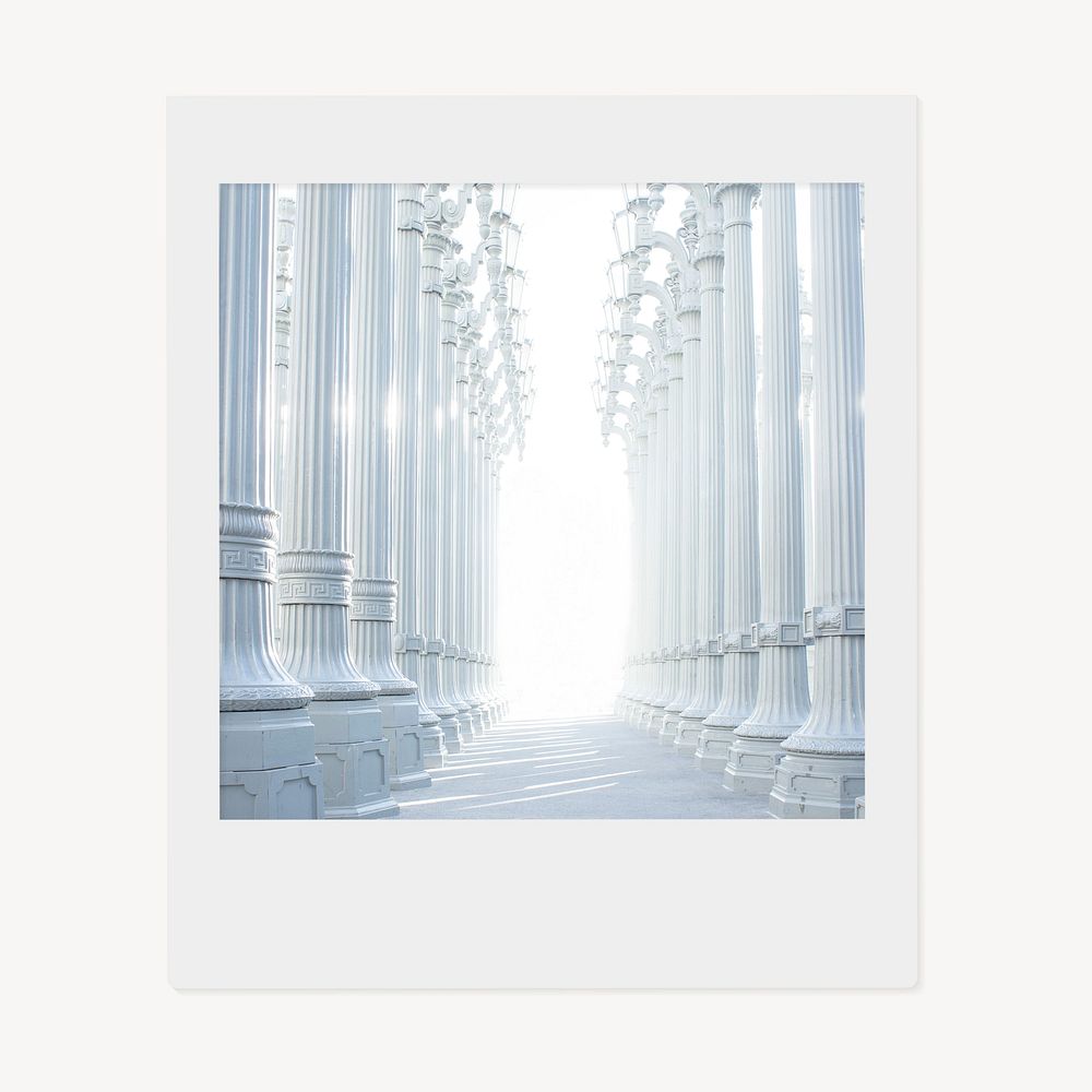 Aesthetic white pillars instant photo, | Free Photo - rawpixel