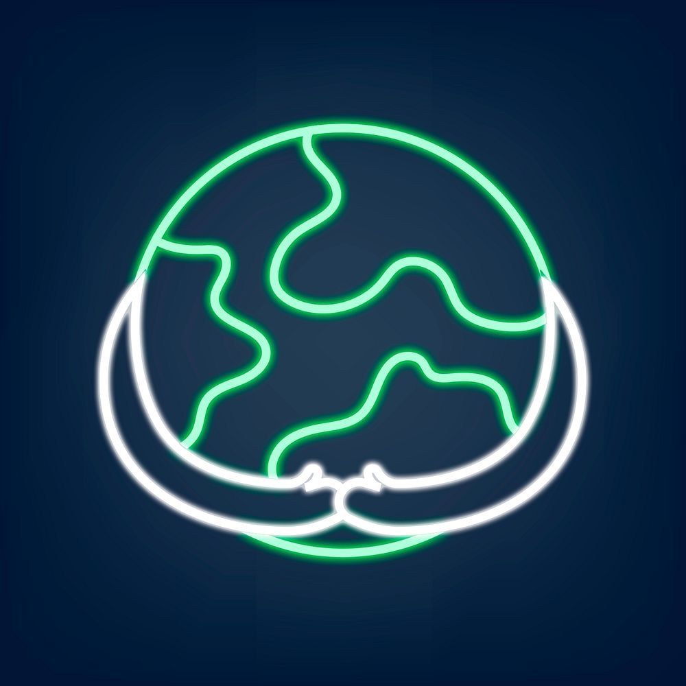 Neon sign psd earth icon | Premium PSD - rawpixel
