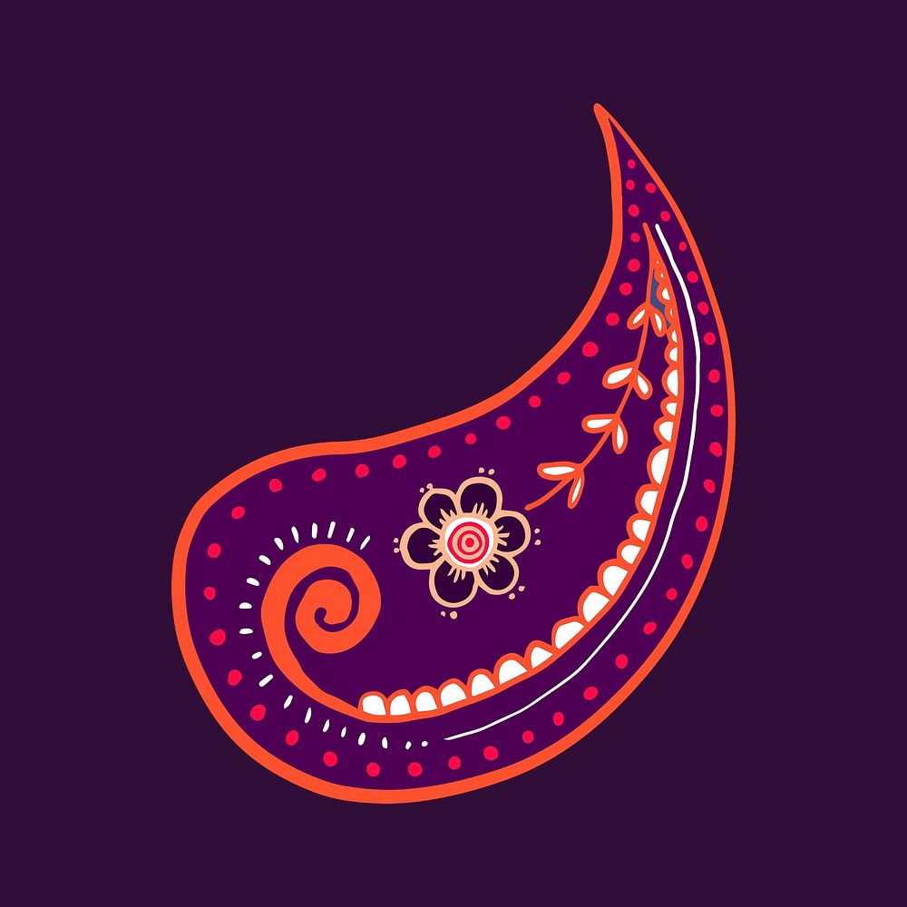 Paisley flower sticker, red creative | Free PSD - rawpixel