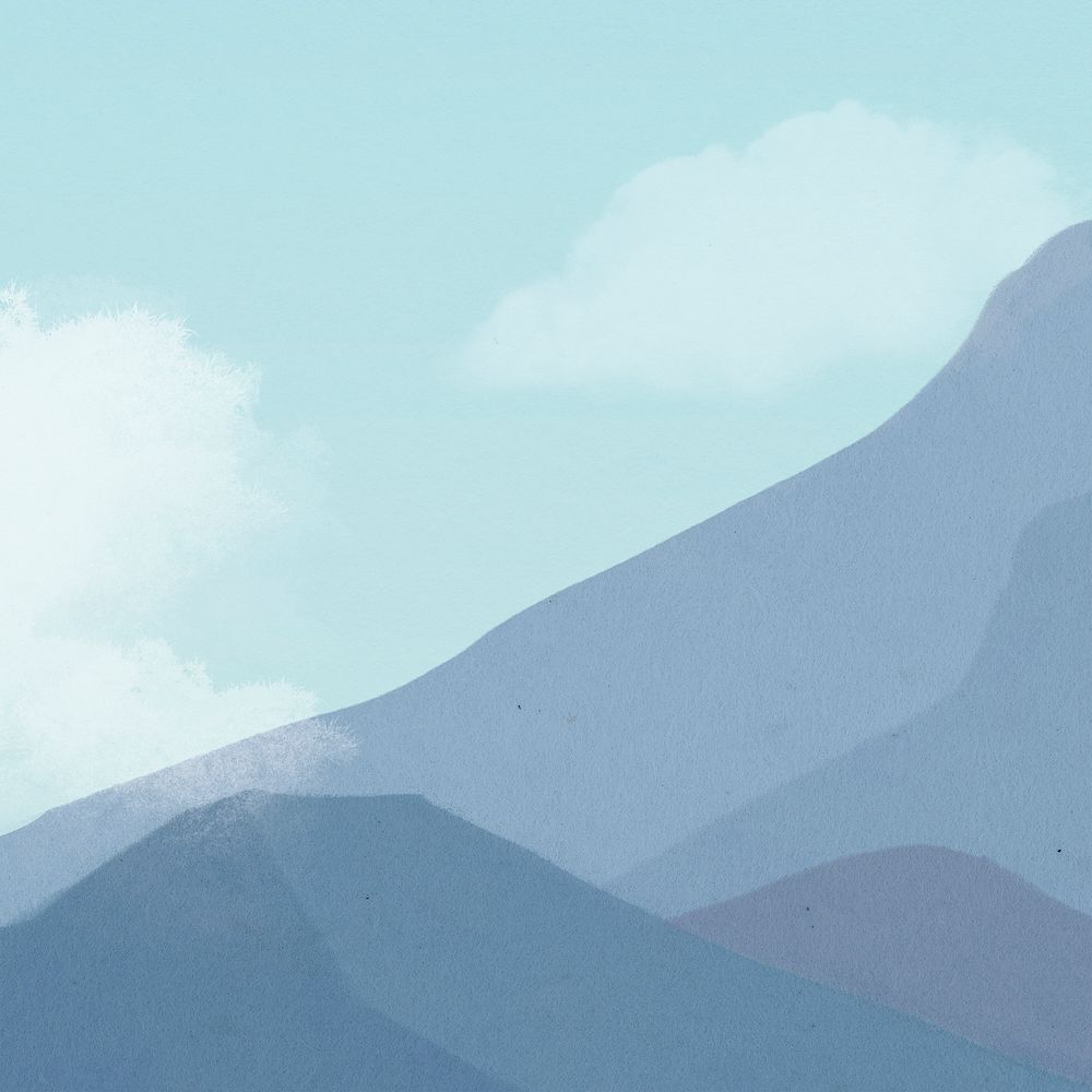 Blue mountain clouds illustration, minimal | Premium Photo - rawpixel