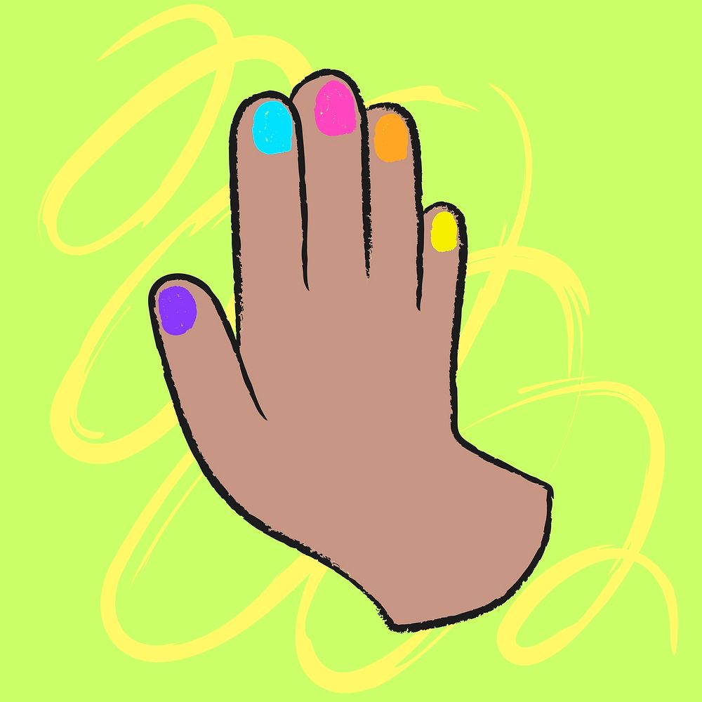 Colorful hand palm doodle, colorful | Free Photo Illustration - rawpixel