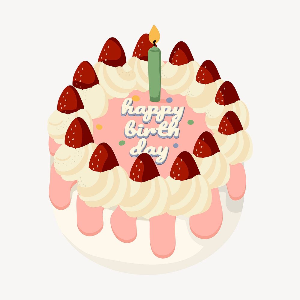 Birthday cake, cute cartoon illustration | Free Photo Illustration ...