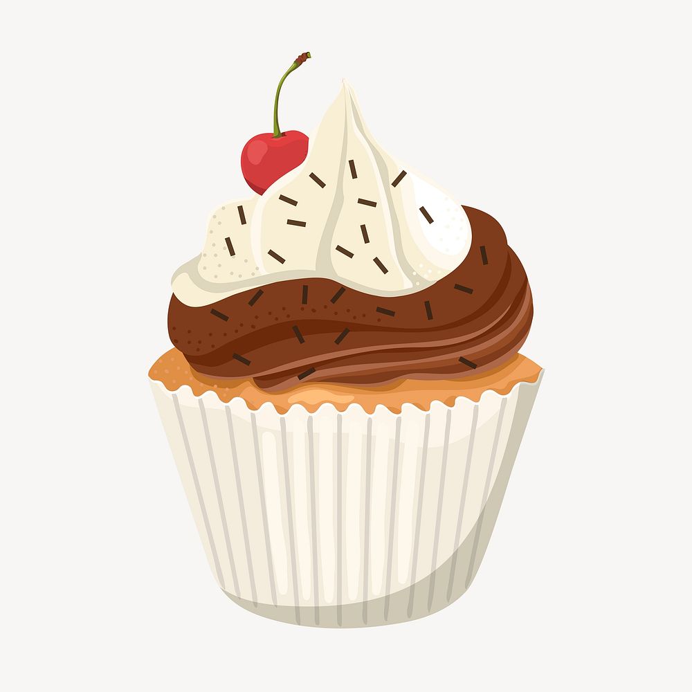 White cupcake, cute cartoon illustration | Free Photo Illustration ...