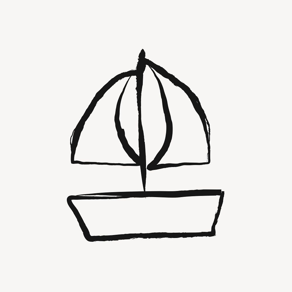 Cute sailboat doodle in black | Free Photo Illustration - rawpixel