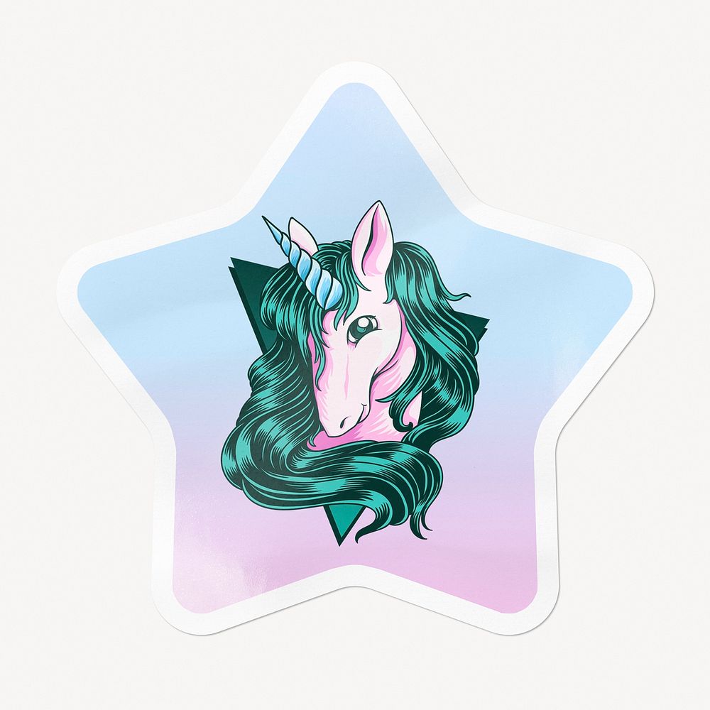 Financial unicorn sticker, star shape | Free Photo - rawpixel