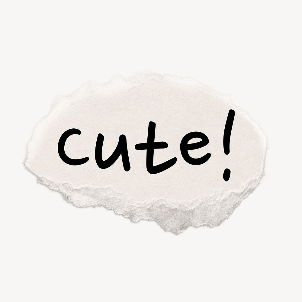 Cute! word typography, torn paper | Premium PSD - rawpixel