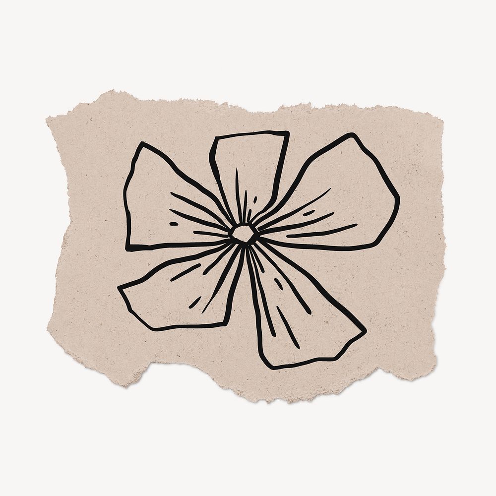 Cute flower doodle, ripped paper | Free Photo - rawpixel