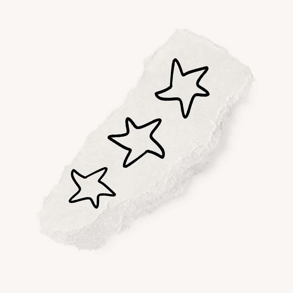 Cute star doodle, torn paper | Premium PSD - rawpixel