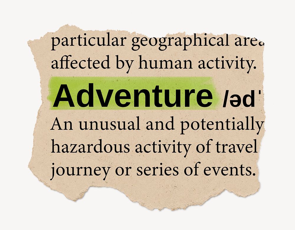 Adventure definition, ripped dictionary word | Premium Photo - rawpixel