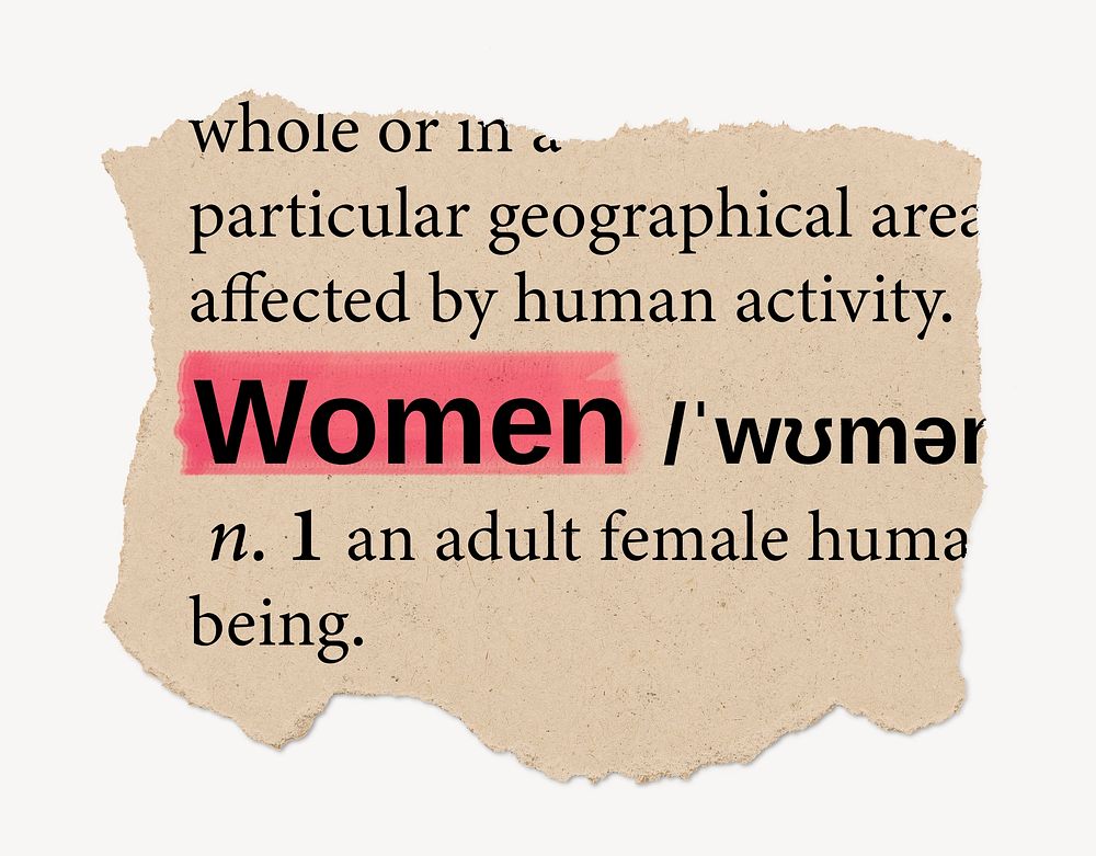 Woman definition, ripped dictionary word, | Free Photo - rawpixel