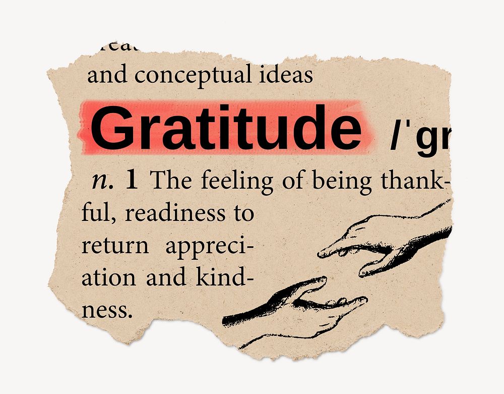 Gratitude definition, vintage ripped dictionary | Free Photo - rawpixel