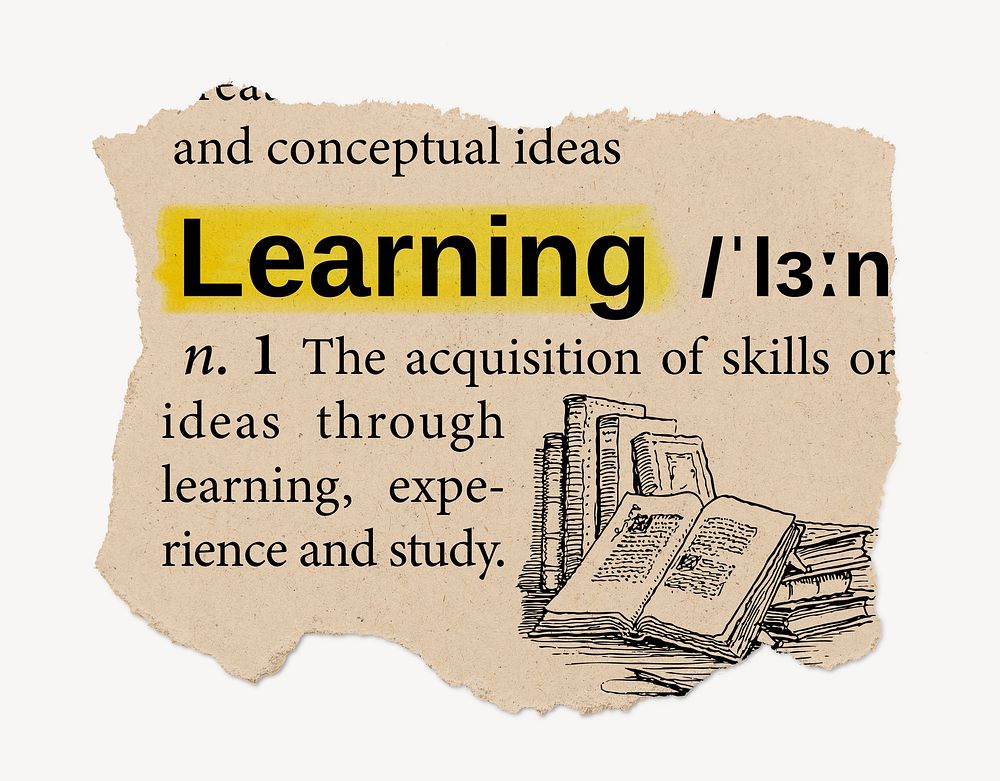 Learning definition, vintage ripped dictionary | Free Photo - rawpixel
