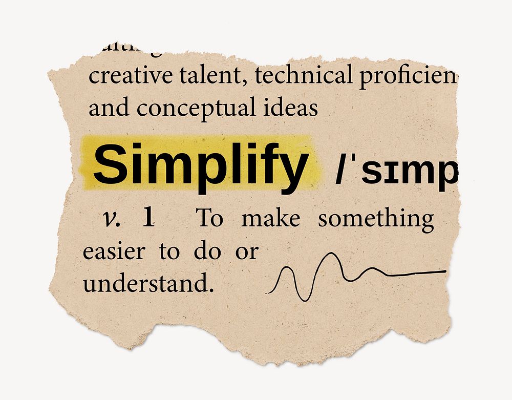 Simplify definition, vintage ripped dictionary | Free Photo - rawpixel