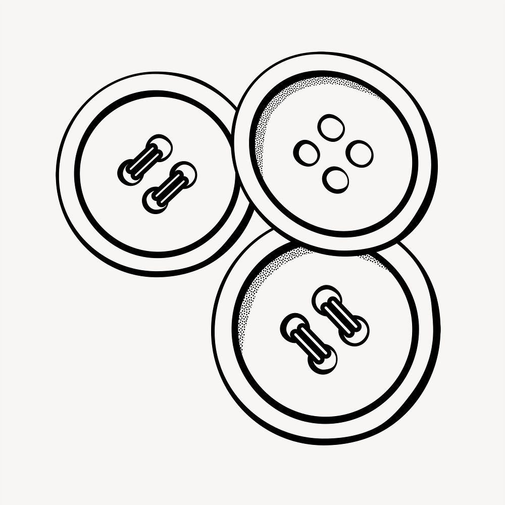 Buttons drawing, vintage illustration psd. | Free PSD - rawpixel