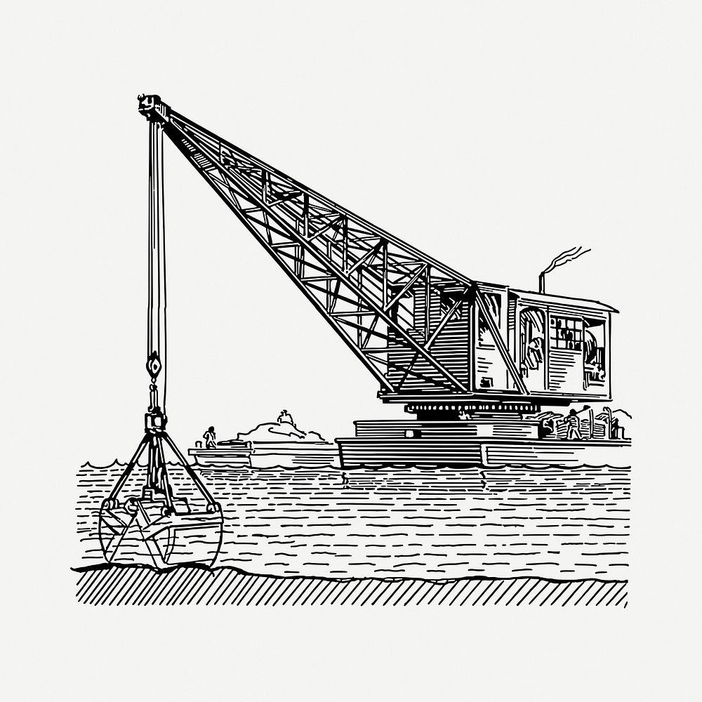 Dredging drawing, vintage illustration psd. | Free PSD - rawpixel