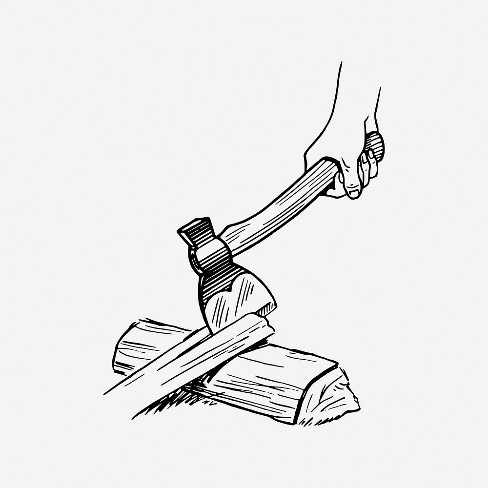 Hand holding axe clipart, vintage | Free PSD - rawpixel