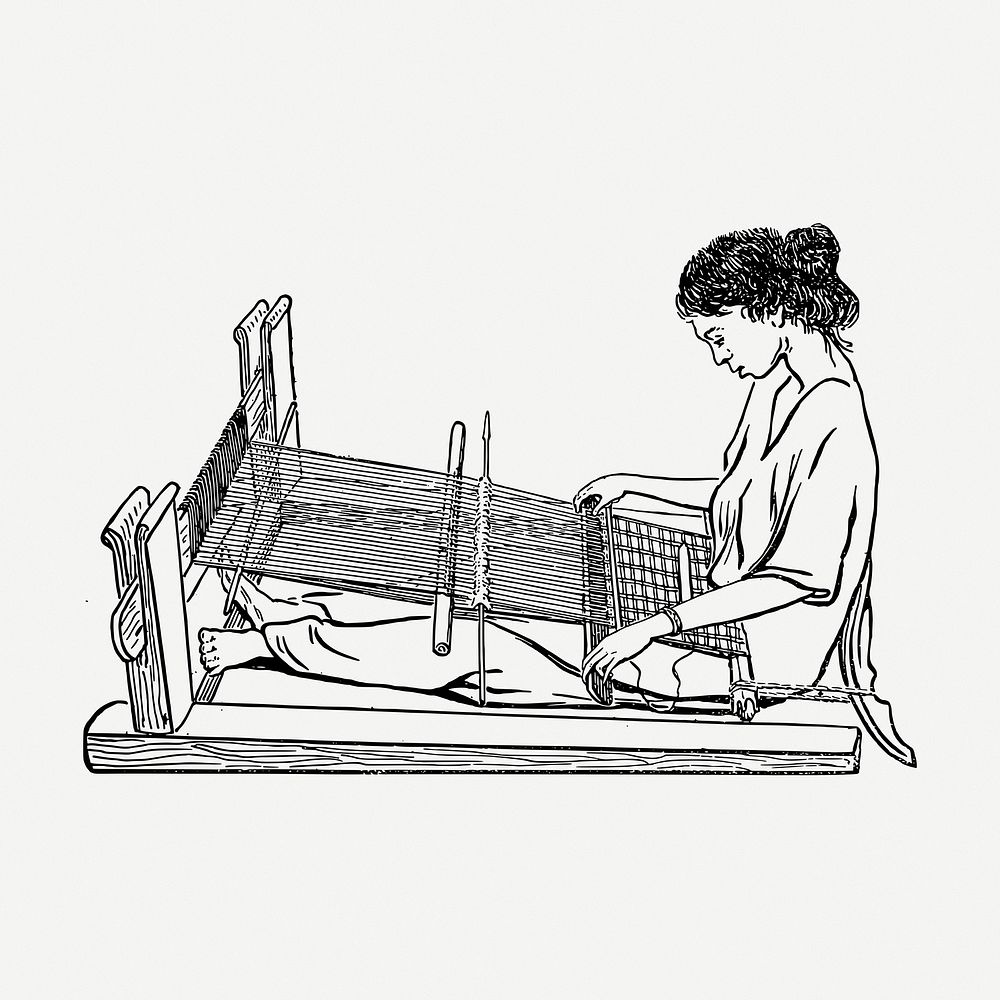 Woman weaving drawing, vintage illustration | Free PSD - rawpixel