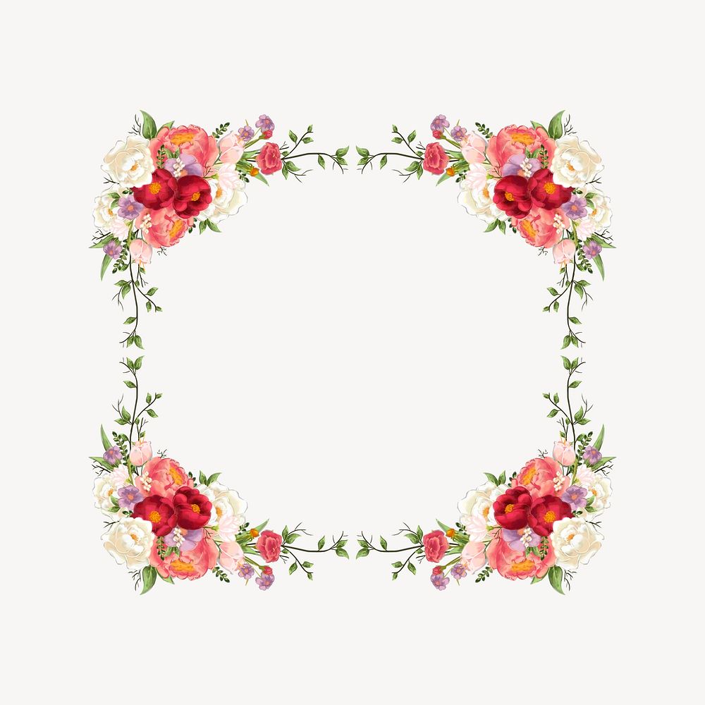 Flower frame clipart, drawing illustration | Free Vector - rawpixel