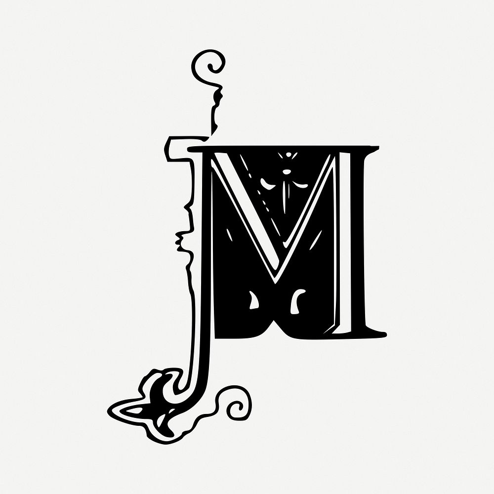 M letter drawing, vintage illustration | Free PSD - rawpixel