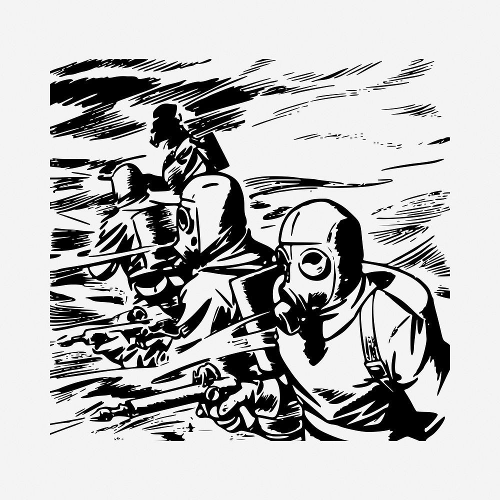 Gasmask men drawing, vintage illustration | Free Photo Illustration ...