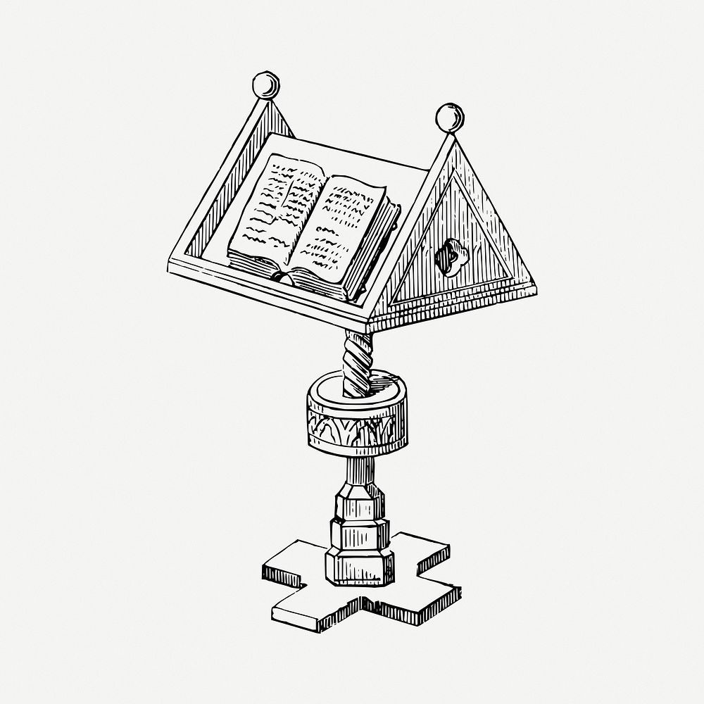 Book lectern drawing, vintage illustration | Free PSD - rawpixel