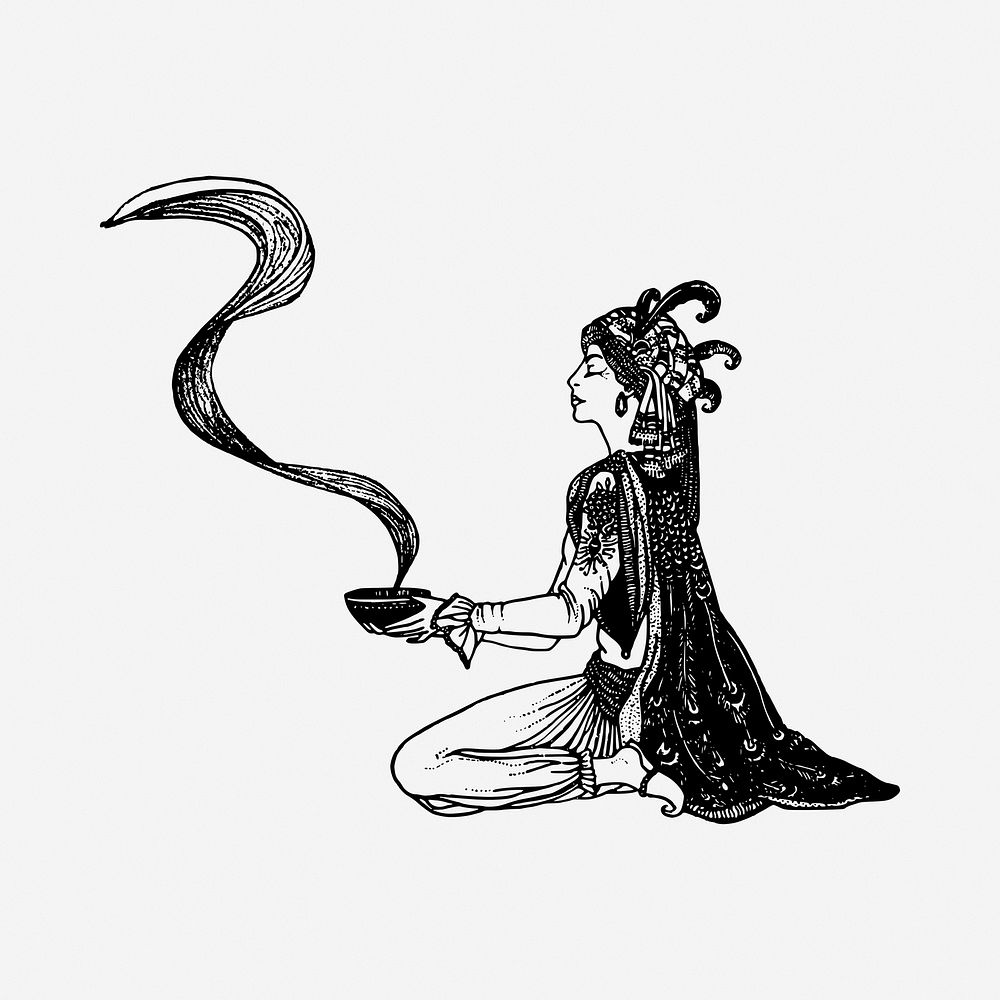 Woman holding hot drink drawing, | Free Photo - rawpixel