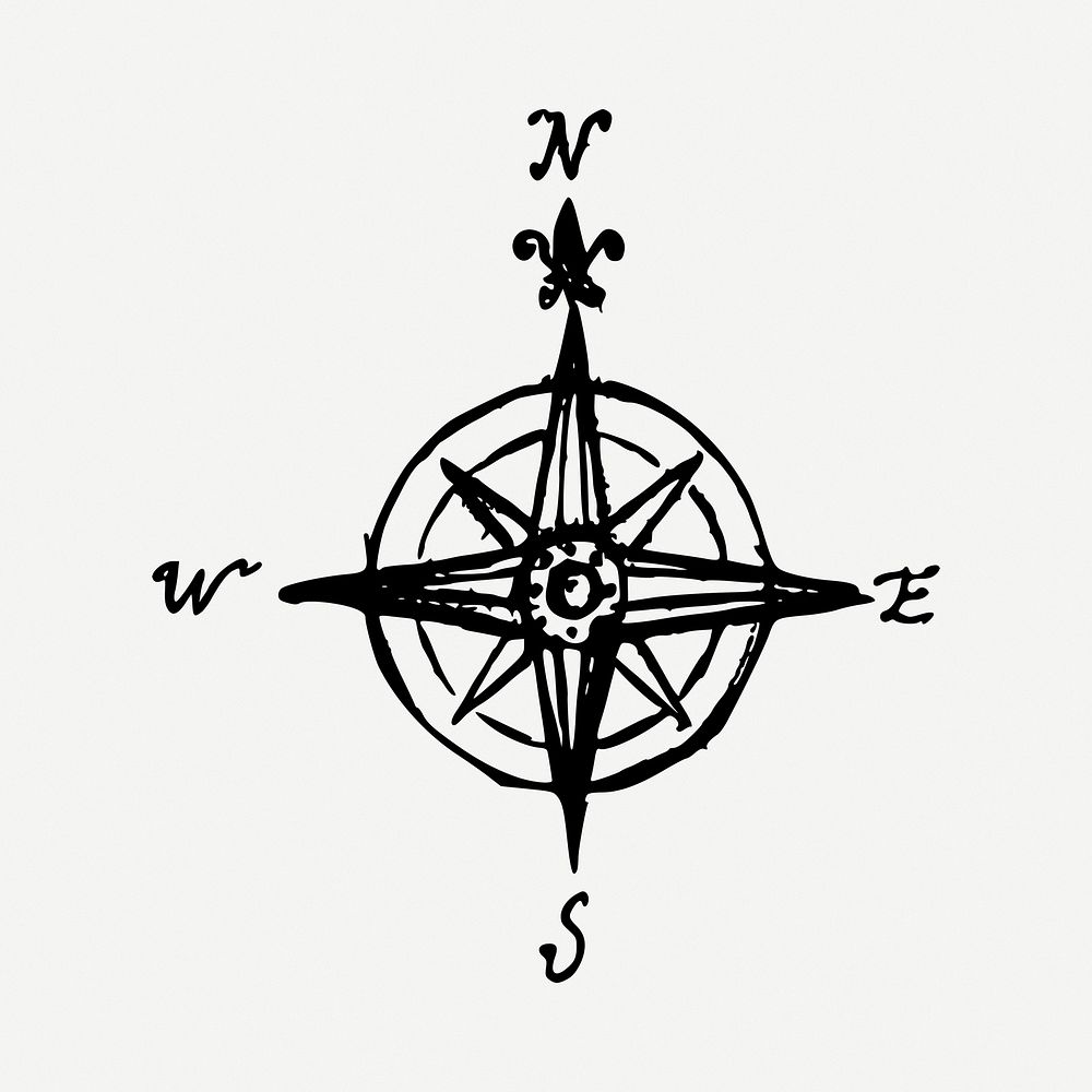 Victorian compass drawing, vintage illustration | Free PSD - rawpixel