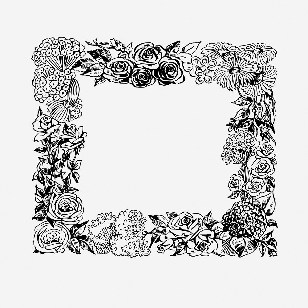 Floral frame drawing, vintage illustration. | Free Photo - rawpixel