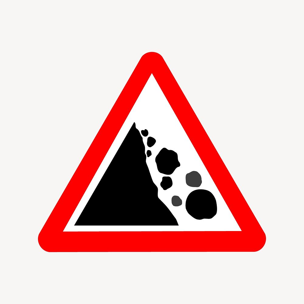 Falling rocks sign clip art. | Free Photo - rawpixel
