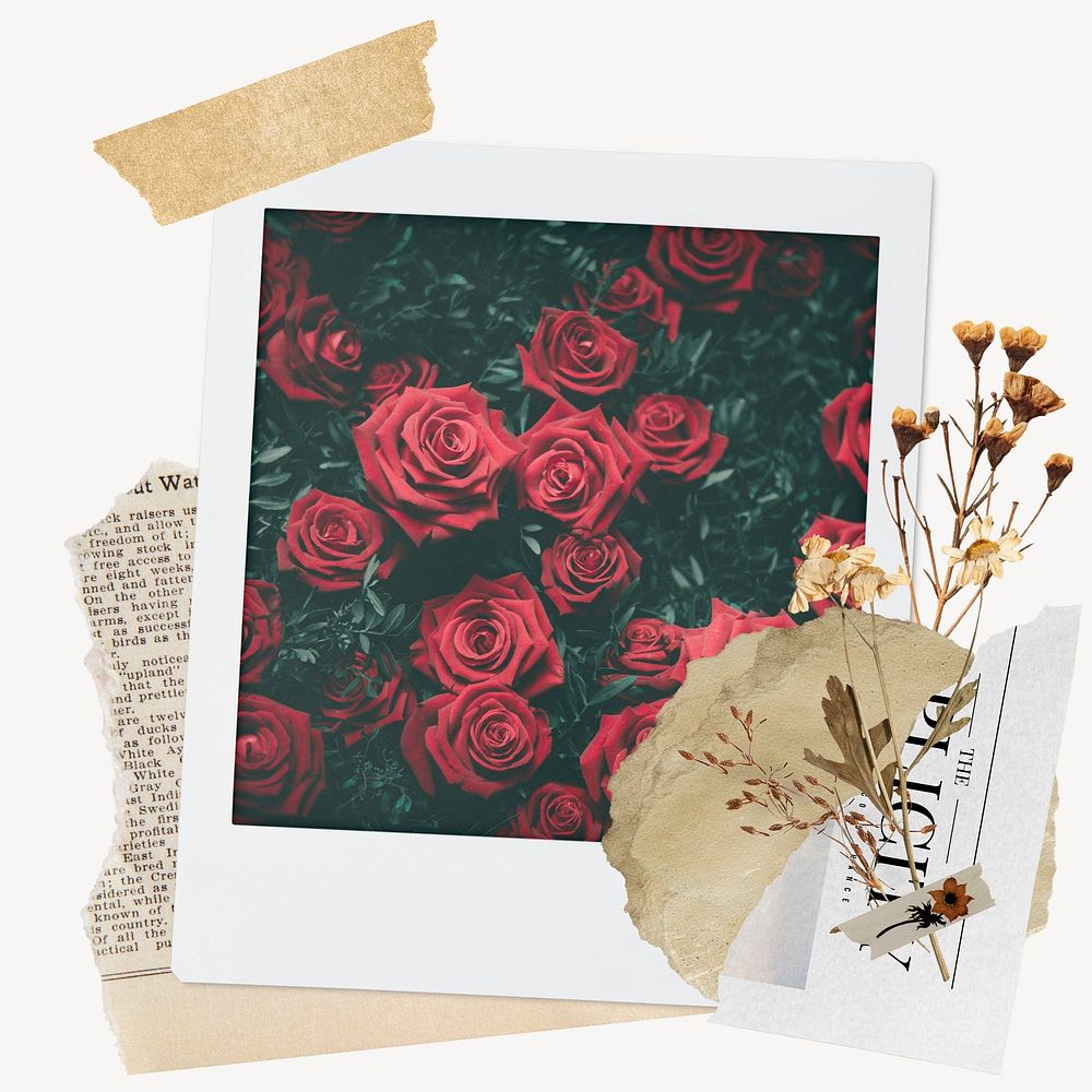Red roses instant film frame, | Free Photo - rawpixel