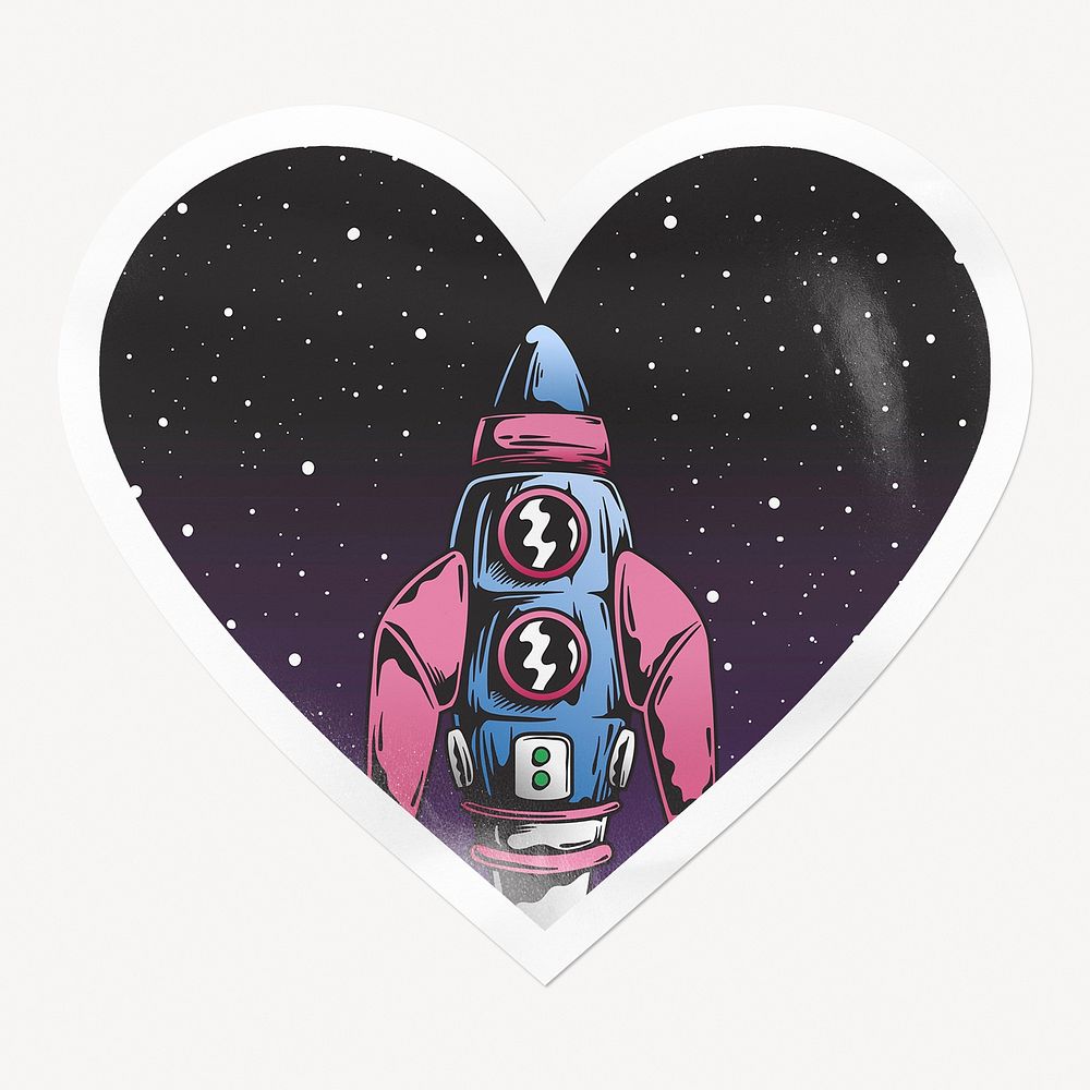 Space rocket heart badge, galaxy | Free Photo - rawpixel