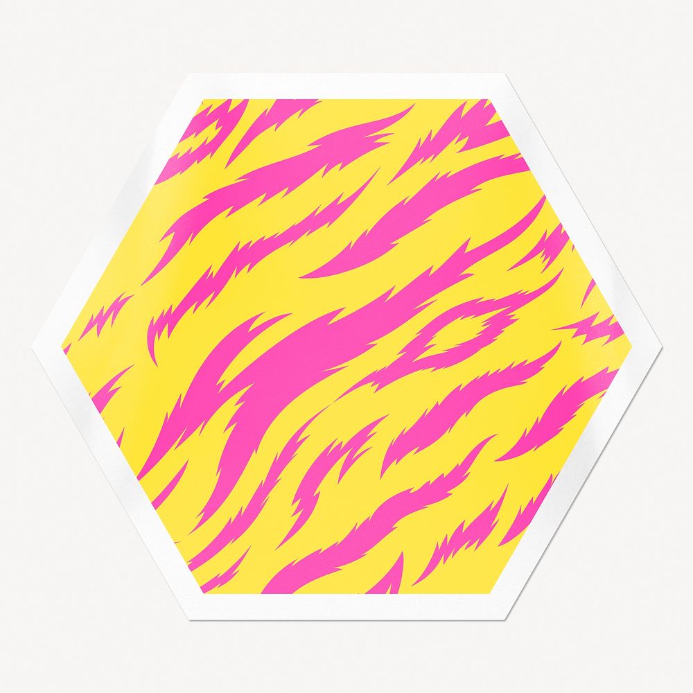 Tiger stripes pattern hexagon badge, | Free Photo - rawpixel