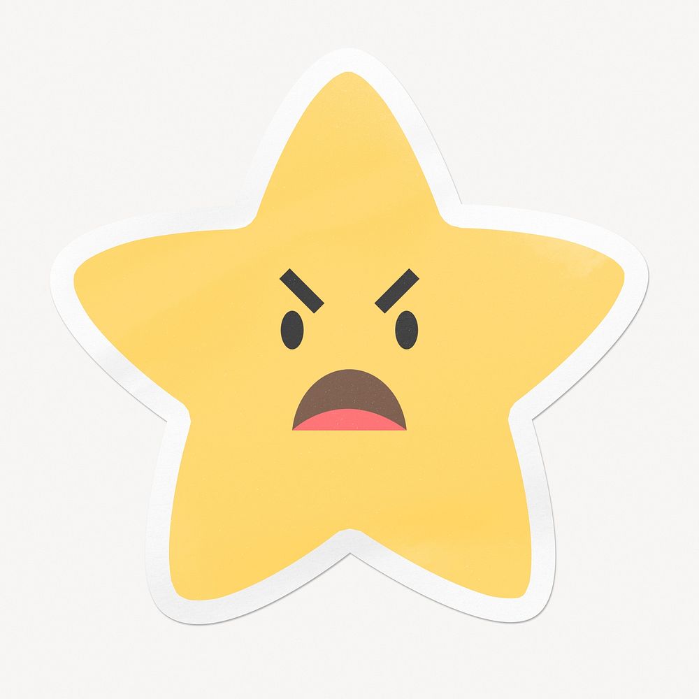 Angry star emoji, clipart with white | Free Photo - rawpixel