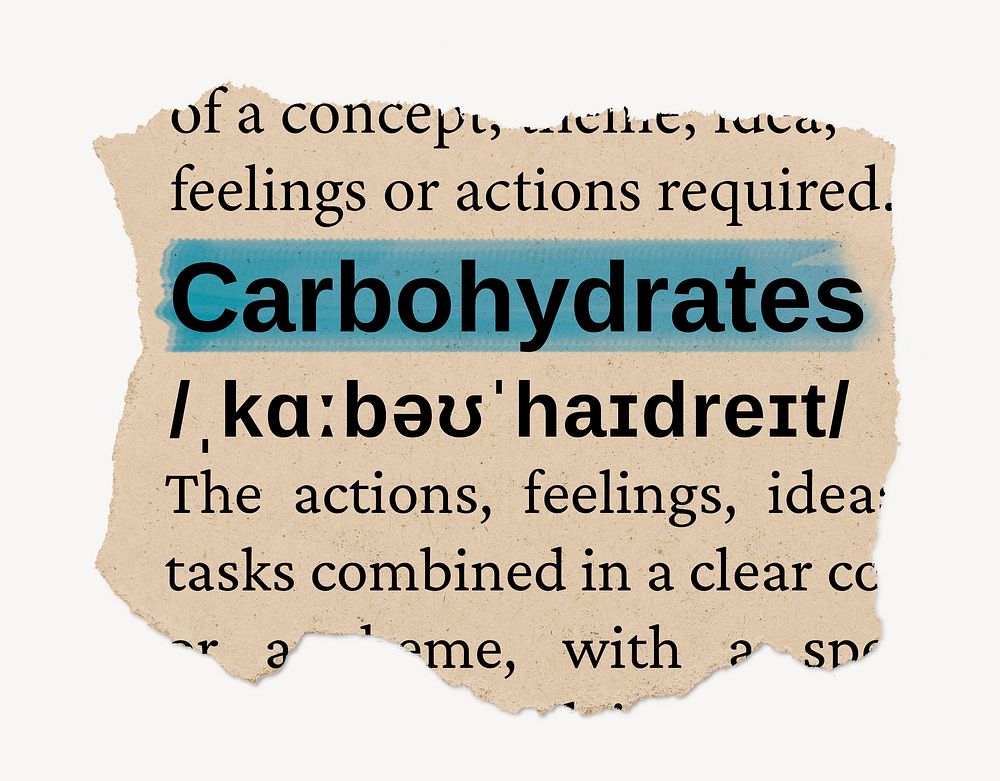 Carbohydrates ripped dictionary, editable word | Premium PSD - rawpixel