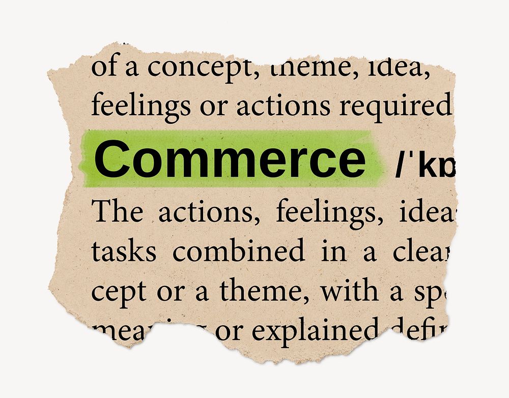Commerce ripped dictionary, editable word | Premium PSD - rawpixel