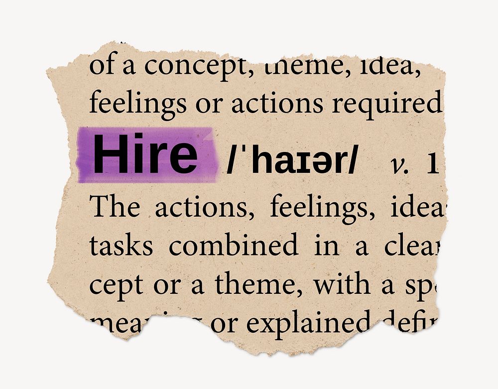 Hire dictionary word, vintage ripped | Free Photo - rawpixel