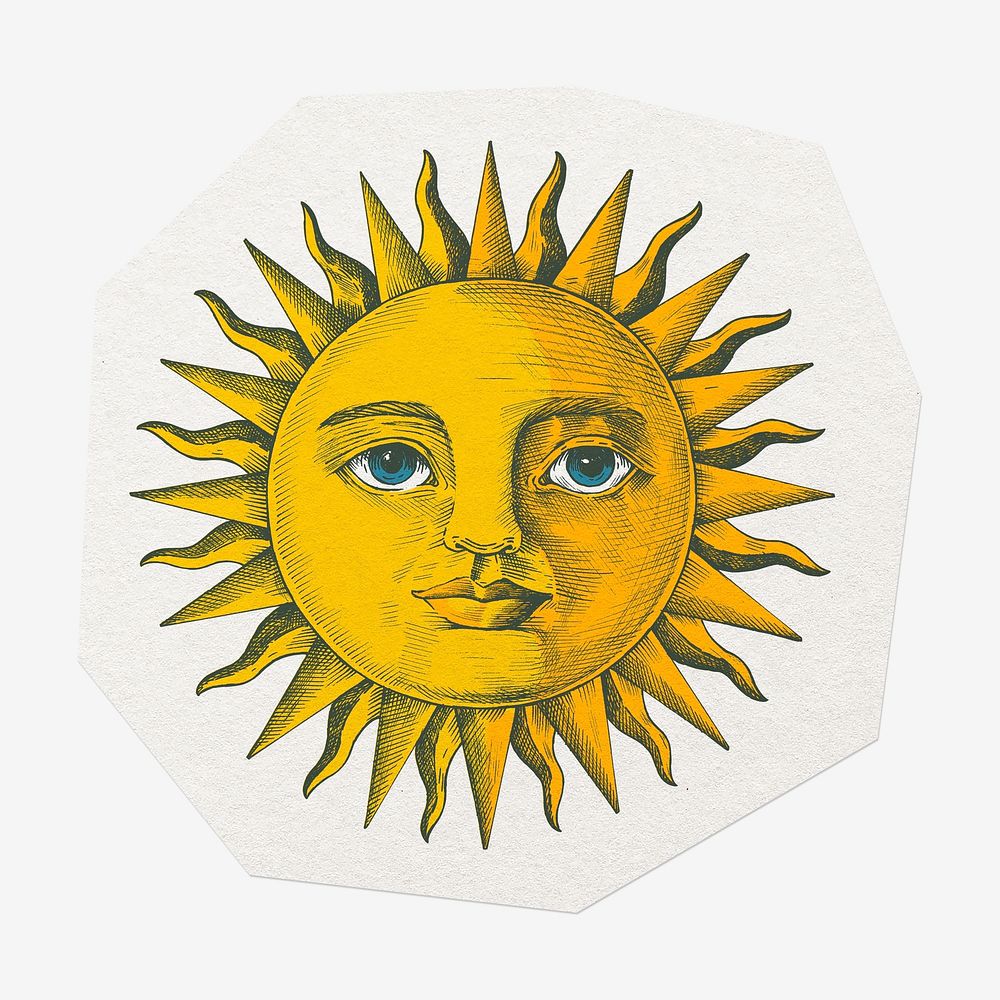 Vintage sun face, cut paper, | Premium Photo - rawpixel
