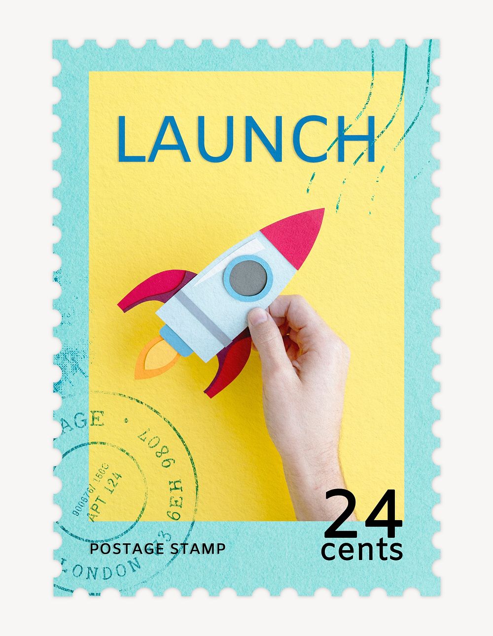 Rocket launch postage stamp sticker, | Premium PSD - rawpixel