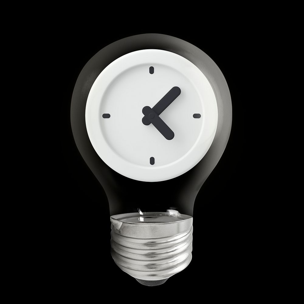 Time clock 3D lightbulb collage | Premium PSD - rawpixel