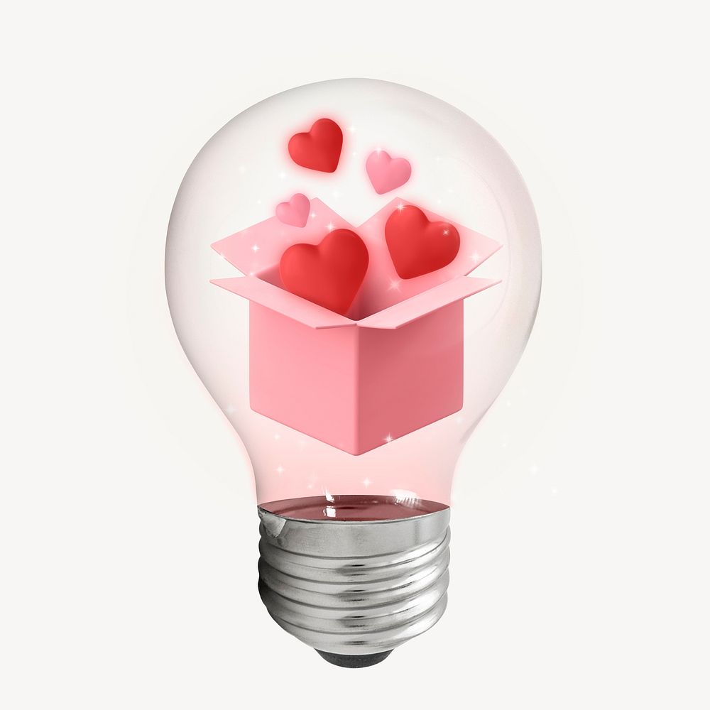 Love box 3D lightbulb, heart | Free Photo - rawpixel