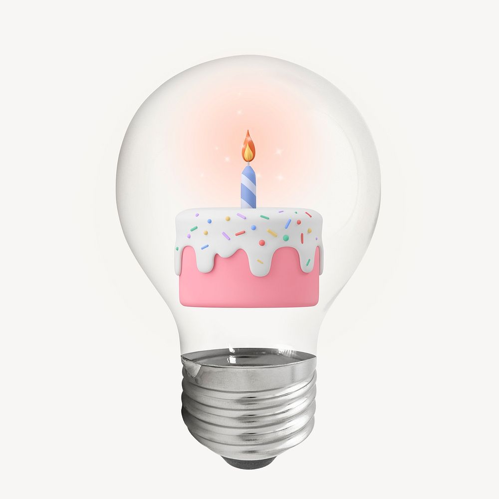 Birthday cake 3D lightbulb, party | Free Photo - rawpixel