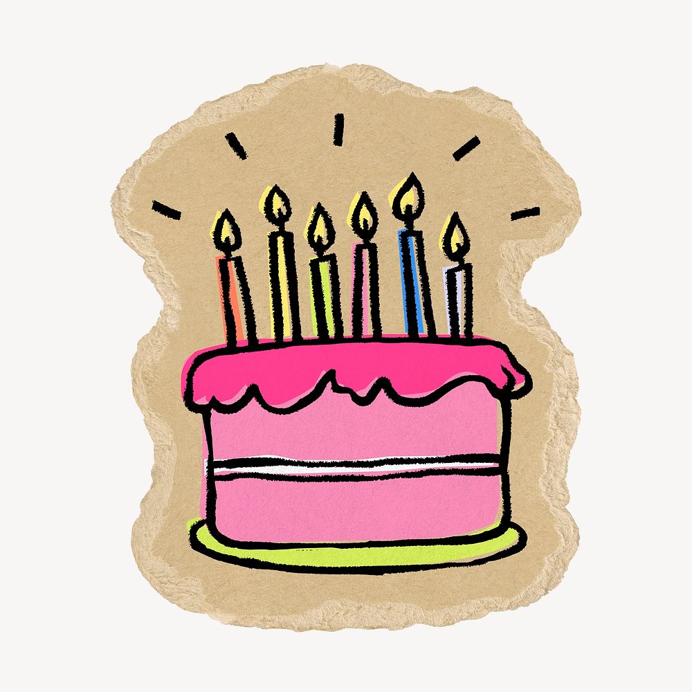 Birthday cake collage element, dessert | Free PSD - rawpixel