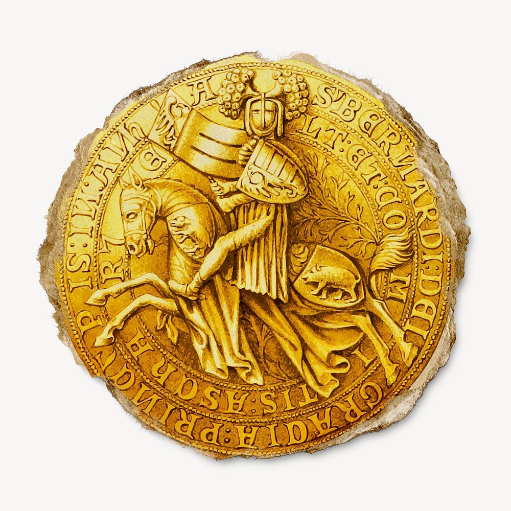 Medieval coin sticker, ripped paper | Premium PSD - rawpixel