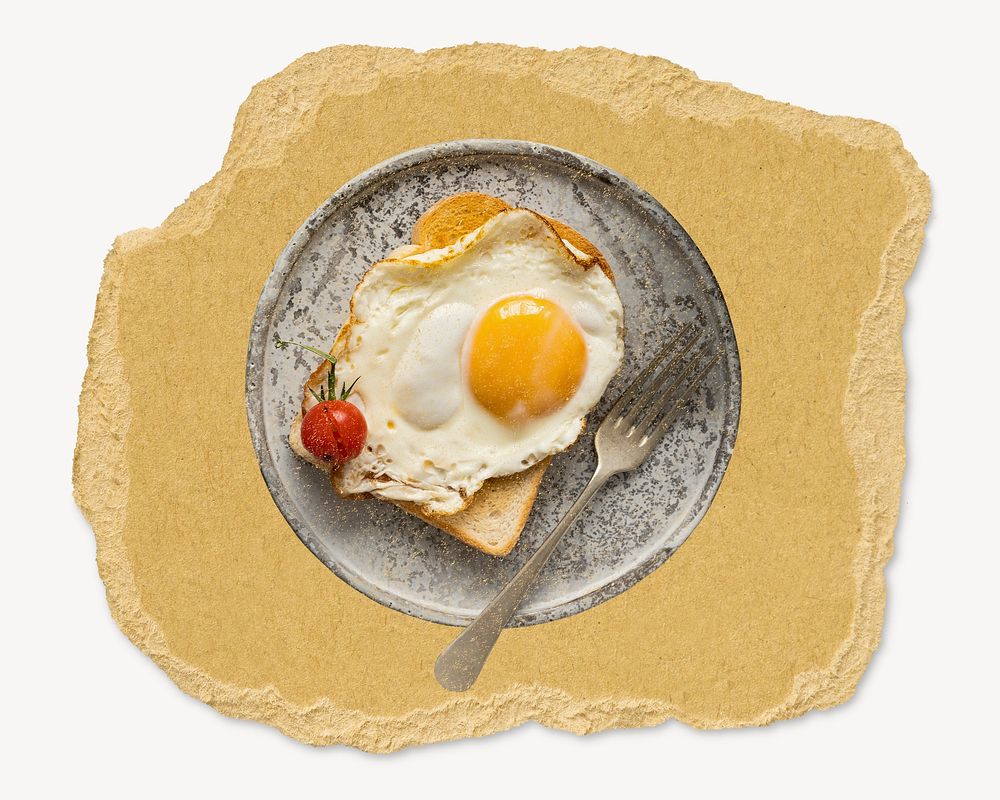 Egg, toast, ripped paper collage | Premium PSD - rawpixel