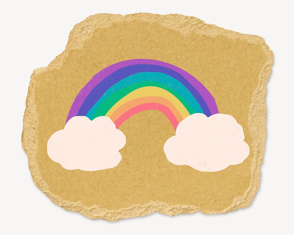 Rainbow doodle sticker, ripped paper | Premium PSD - rawpixel