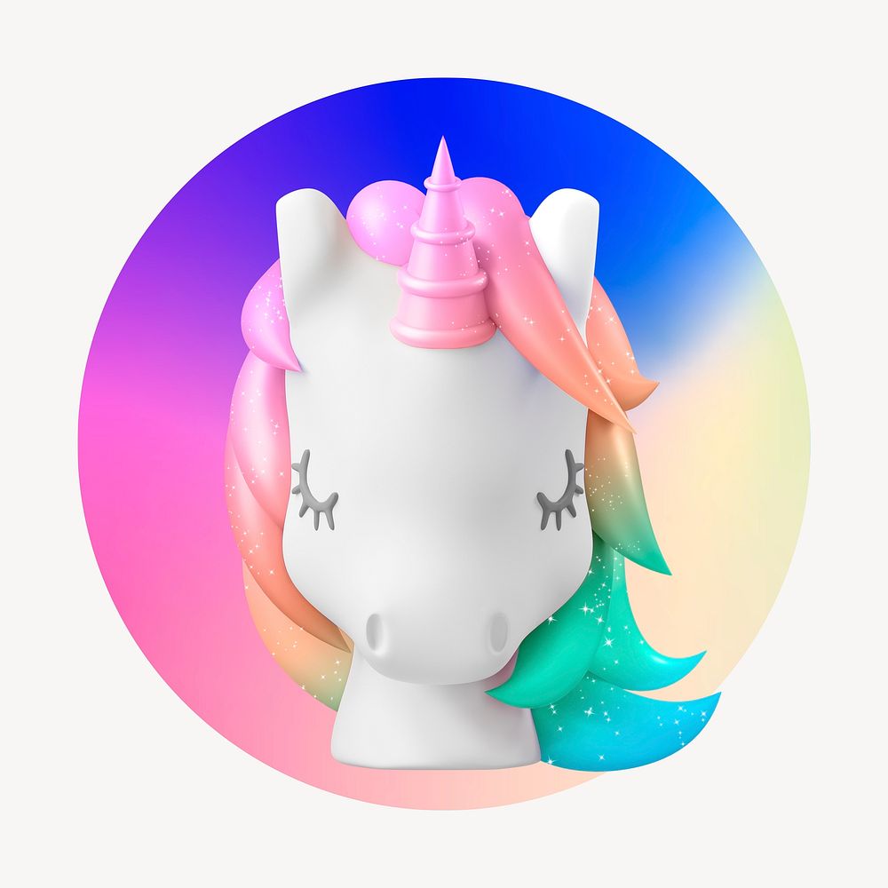 Unicorn, round badge clipart | Free Photo - rawpixel