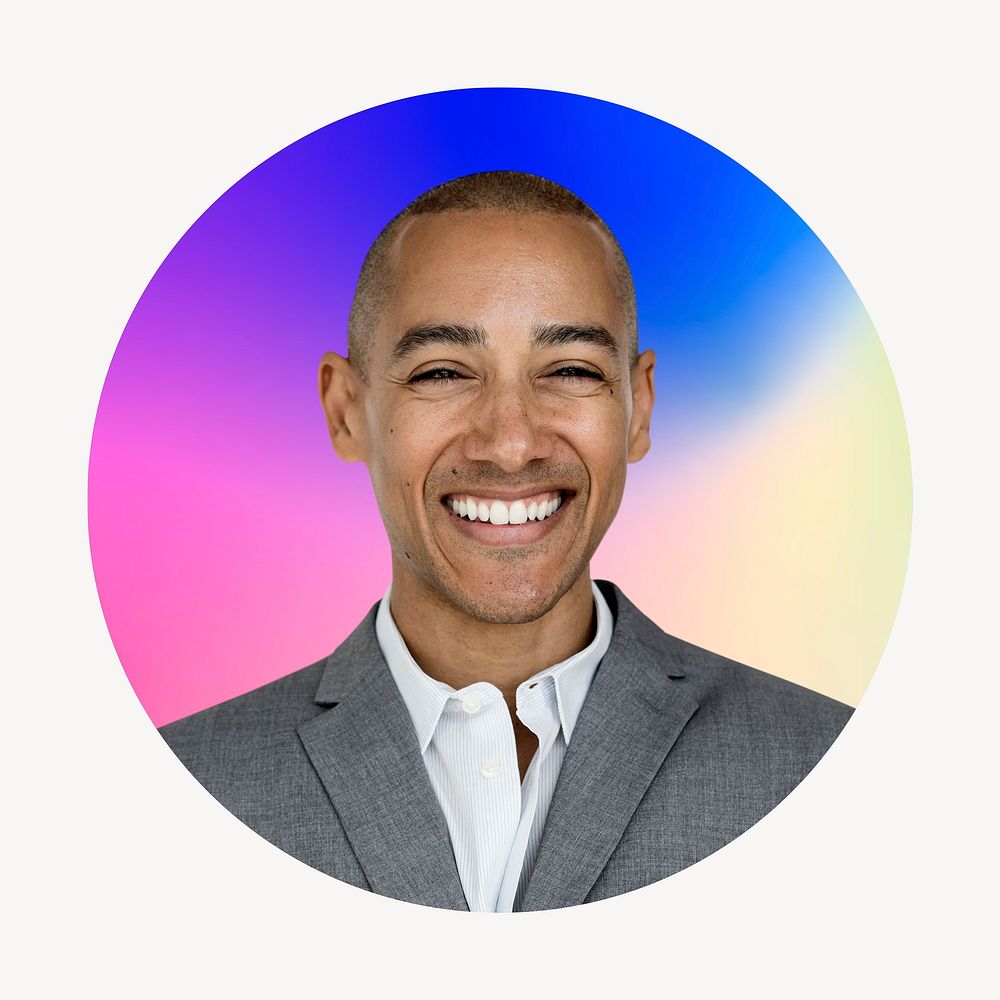 Happy businessman, round badge clipart | Free Photo - rawpixel