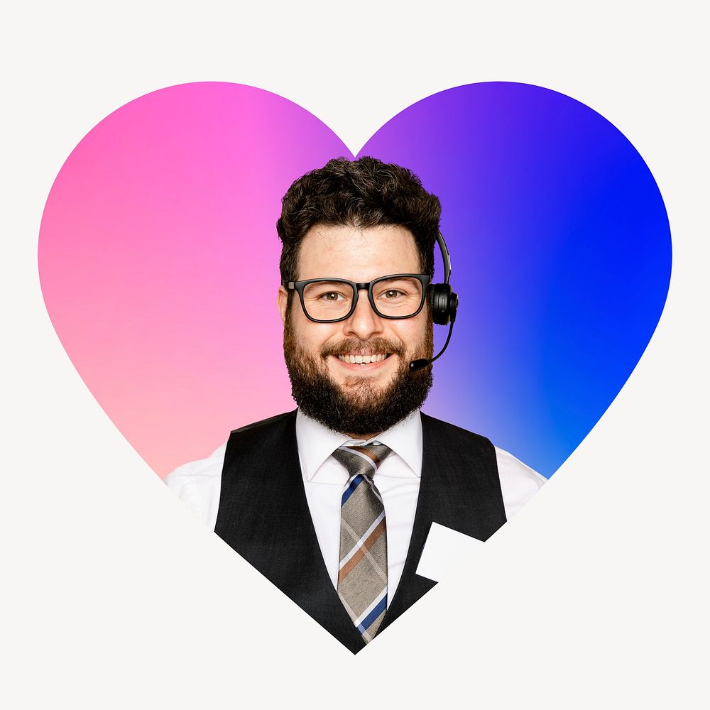 Customer service representative, heart badge | Free Photo - rawpixel