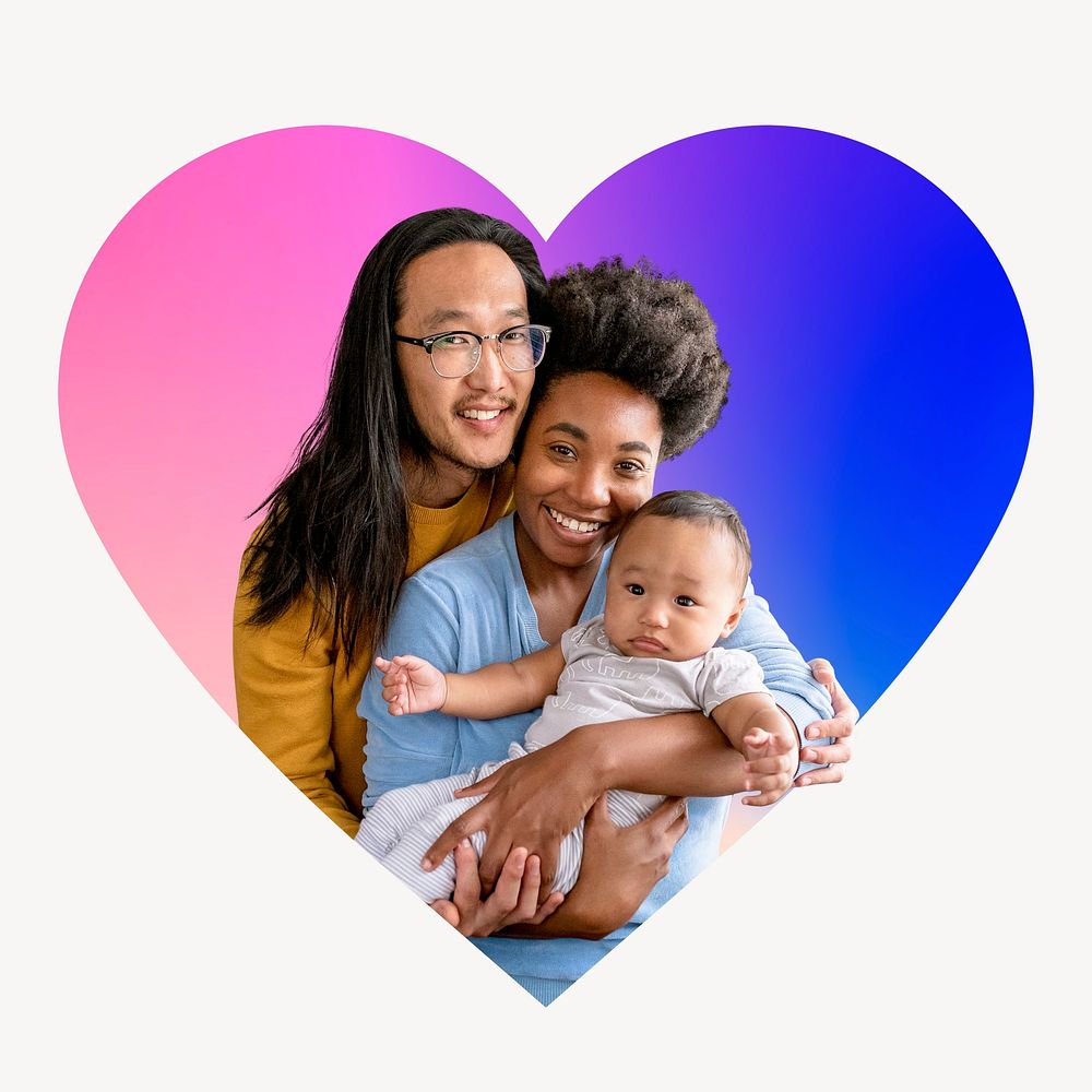 Happy family, heart badge design | Free Photo - rawpixel