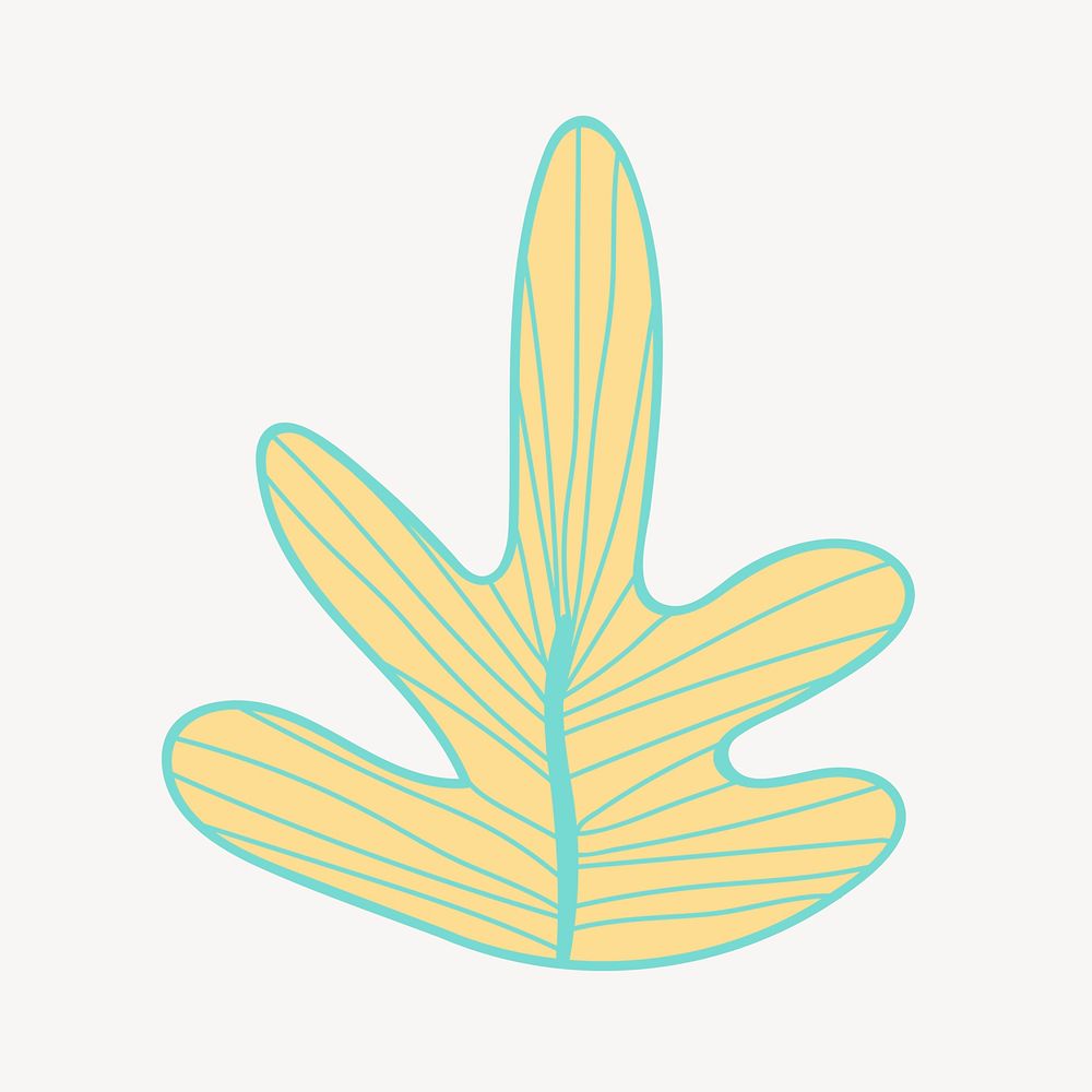 Yellow leaf doodle collage element, | Premium PSD - rawpixel